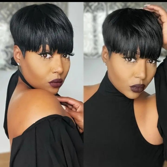Hair | 4 Inch Straight Short Pixie Cut Bang Human Hair Wig | Poshmark